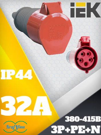 Характеристики Розетка переносная ССИ-225 3Р+РЕ+N 32А 380-415В IP44 IEK подробное описание ...
