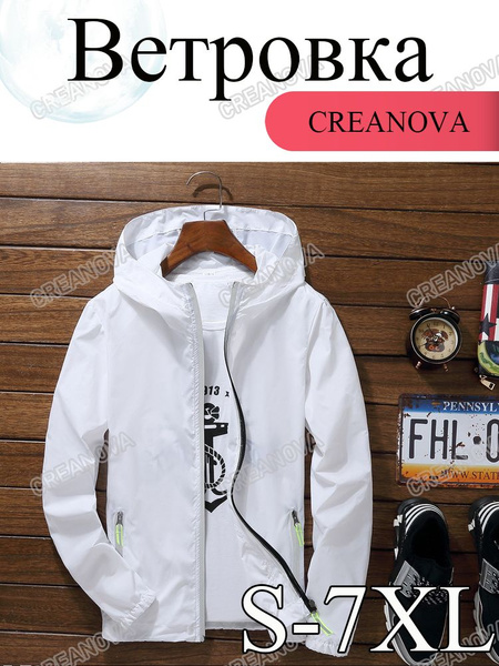 Ветровка Мужской, Женский CREANOVA белый V-образный Breathable, размер 54 Длинный Лето Китай ...