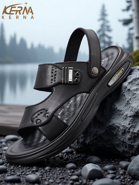 Сандалии Мужской KERNA, размер 39 Воловья кожа Легкая модель D Лето Россия Липучки Бахрома ...