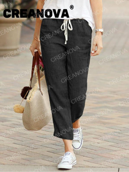 Брюки Женский CREANOVA черный Полиэстер, размер 50 Лето купить c доставкой на OZON по низкой ...