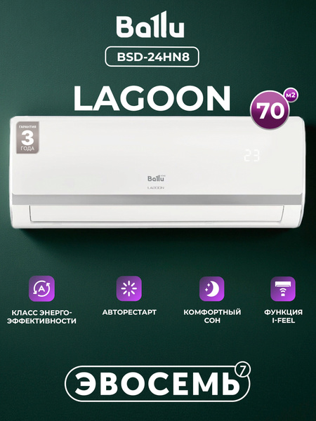 Сплит-система Ballu Lagoon BSD-24HN8 (новинка 2025), для помещения до 70 кв.м. купить c ...