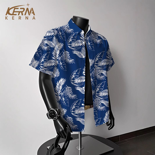 Рубашка Мужской KERNA белый Короткий Полиэфирное волокно Воротник Орнамент, Разноцветный, размер ...