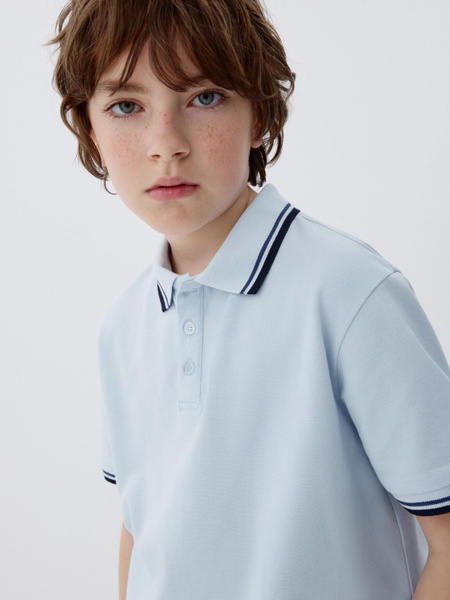 Поло Мальчики SELA небесно-голубой, размер 164 прямой Офисный/школьный Узбекистан купить c ...