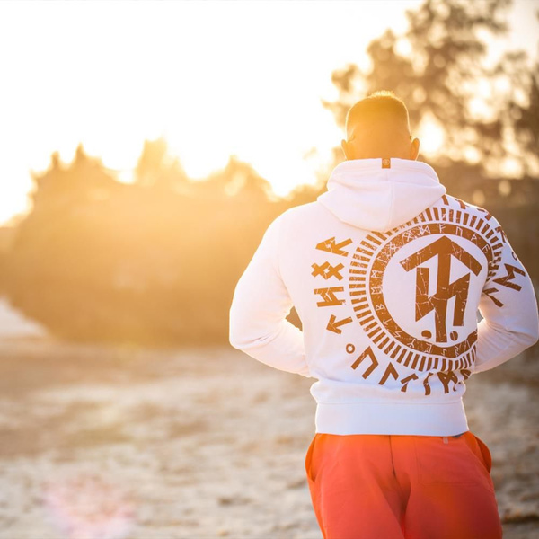 Толстовка Мужской Thor Steinar Капюшон, Карманы белый Молния Хлопок, размер 54 Абстракция ...