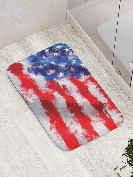 Коврик для ванной комнаты и туалета противоскользящий "Флаг америки в красках" 52х77 см, JoyArty ...