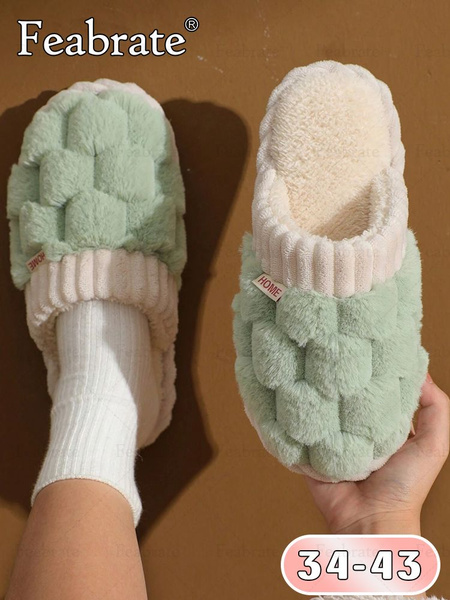 Тапочки Женский Feabrate, размер 42, 43 R (средняя) зеленый Тонкая подошва Зима купить c ...