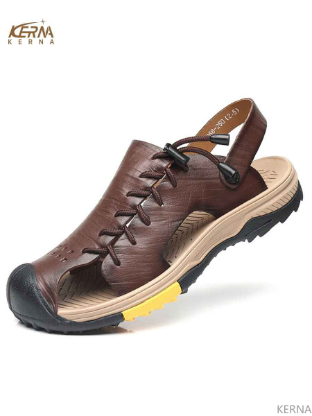 Сандалии Мужской KERNA, размер 43 Breathable Круглый нос, Открытый нос Лето Китай Шнурки Бант ...