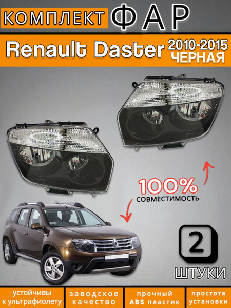 Комплект ФАРА Рено Дастер - ЧЕРНАЯ - Renault Daster 1 2010-2015 Левая ...