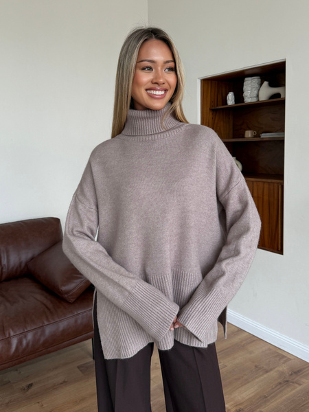 Свитер Женский SHMEXY темно-бежевый Акрил, Вискоза, размер 42, 44 Без ...