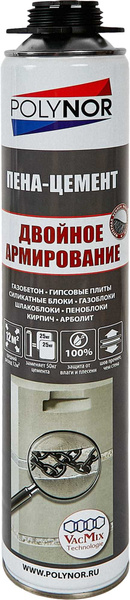 Клей для плитки POLYNOR Пена-цемент Polynor двойное армирование 1000 мл купить по низкой цене в ...