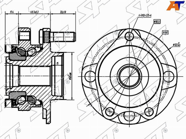 ST-40202-ED000 Ступичный узел перед NISSAN WINGROAD 12,AD,EXPERT,TIIDA ...