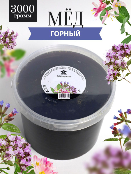 Мед горный жидкий 3 кг, натуральный, темный, полезный подарок - купить ...