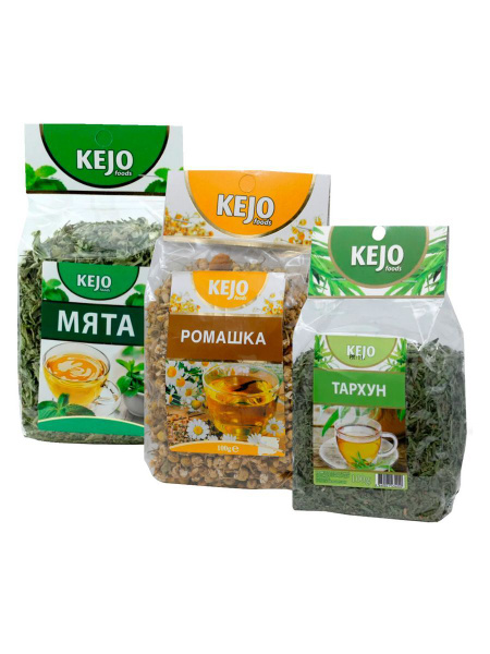 Чай KEJO foods Мята (75 г) Ромашка (100 г) Тархун (100 г) / Кежо чай ...