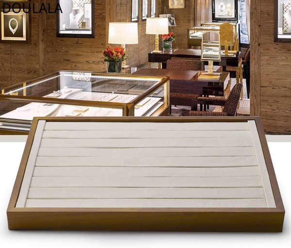 DOULALA Лоток Для Ювелирных Изделий С Деревянными Решетками, Витрина Для Ювелирных Ожерелий, 35 ...