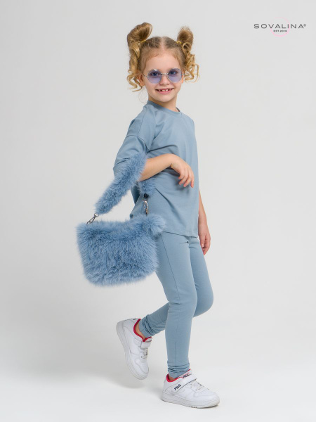 Костюм спортивный Девочки SOVAlina Домашний голубой, размер 116 Трикотаж Гимнастика, Танцы ...