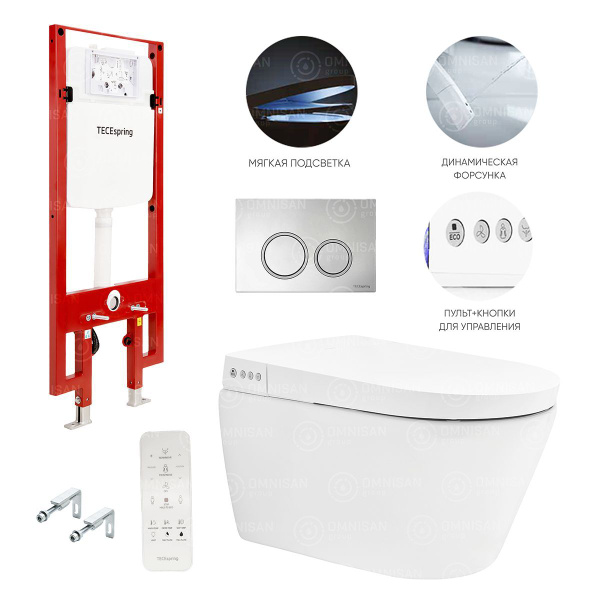 TECE TECEspring R Комплект для установки подвесного унитаза-биде с панелью смыва S955799 ...