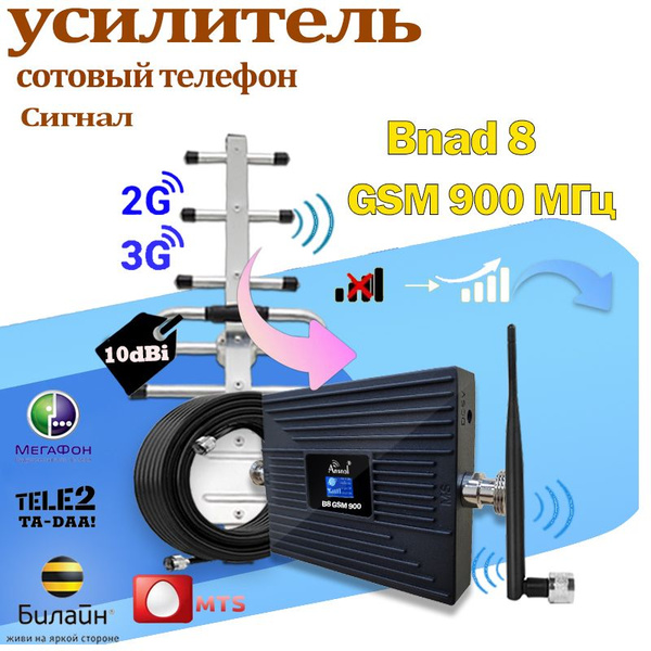 Усилитель сотовой связи Репитер 2G-3G-4G 900-1800-2100-2600 МГц до 300 ...