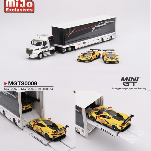 Машинка TSM Mini Gt 1/64 Chevrolet Corvette C8.R #3 #33 Racing Transporter Set Western Star 49X ...