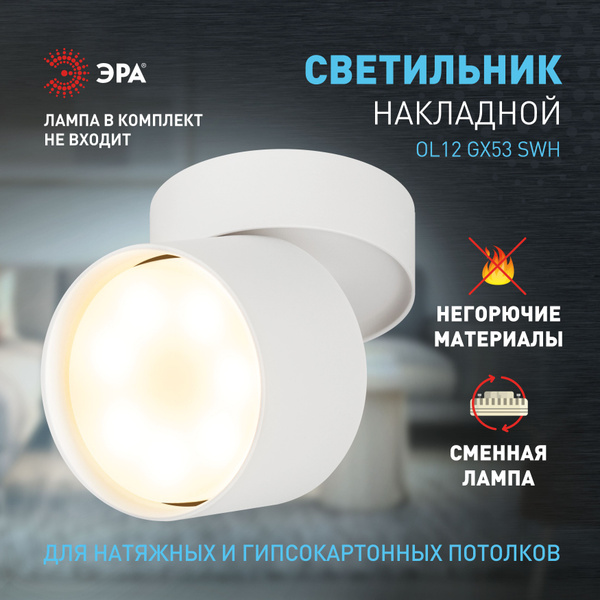 Светильник накладной ЭРА OL12 GX53 SWH потолочный точечный настенный в ...