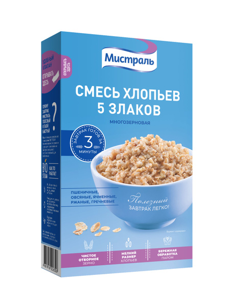 Хлопья Мистраль Смесь 5 злаков, 400 г - купить с доставкой по выгодным ...