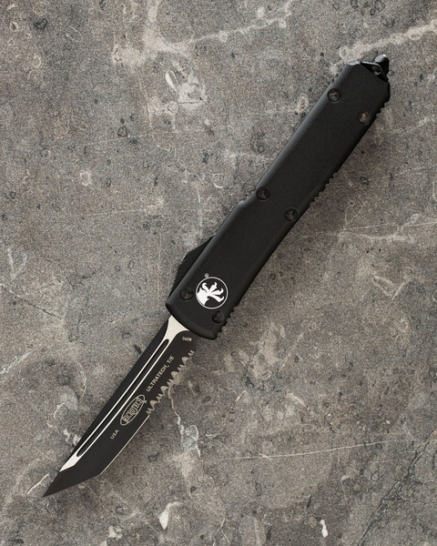 Автоматический складной нож Microtech Ultratech T/E Black Tanto 123-2T (черный-полусеррейтер ...