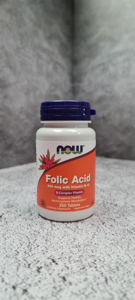 Now Foods Folic Acid 800 mcg 250 tablets, Фолиевая кислота с витамином ...