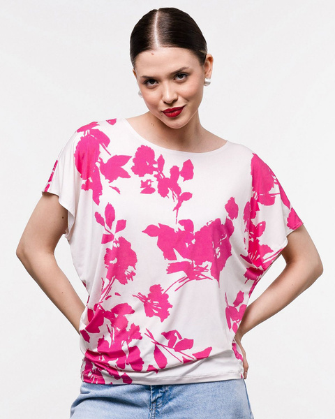 Футболка SAHAR art lab, размер 54, 56, цвет кремовый, розовый, 70% вискоза, 25% полиэстер, 5% ...