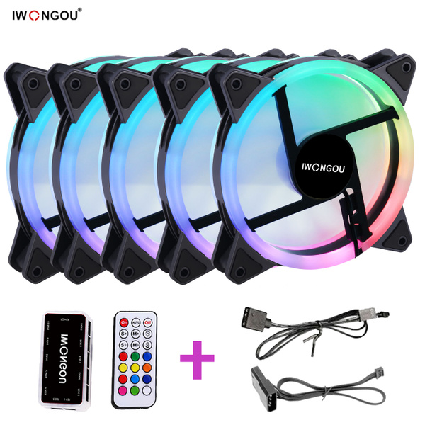 вентилятор для компьютера 120мм IWONGOU 5 в 1 для кулеров с контроллером 6pin ARGB pc вентилятор ...
