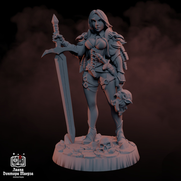 Миниатюра для ДнД / DnD / для настольных игр , "Охотница на монстров" в 32 масштабе (3,4 см ...