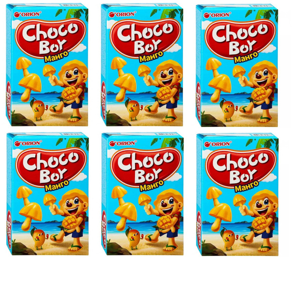 Choco Boy Печенье грибочки, Манго, 45 гр, 6 уп. - купить с доставкой по ...