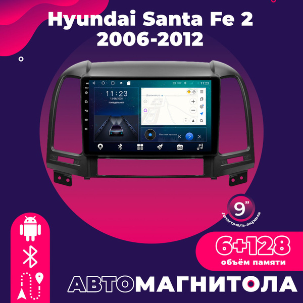Штатная автомагнитола TS18 Pro/ 6+128GB Hyundai Santa Fe 2 Хендай Санта ...