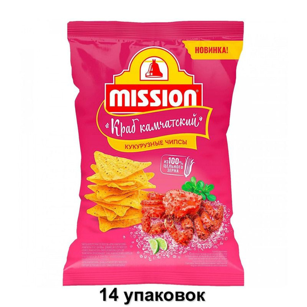 Mission Чипсы кукурузные со вкусом "Краб камчатский", 90 г, 14 уп ...
