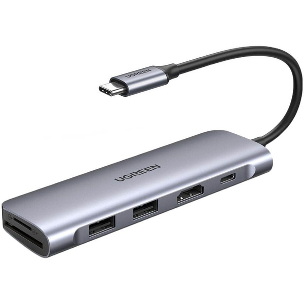 USB-разветвитель Ugreen Hub 6 In 1 USB Type-C, серый (60384) - купить с доставкой по выгодным ...