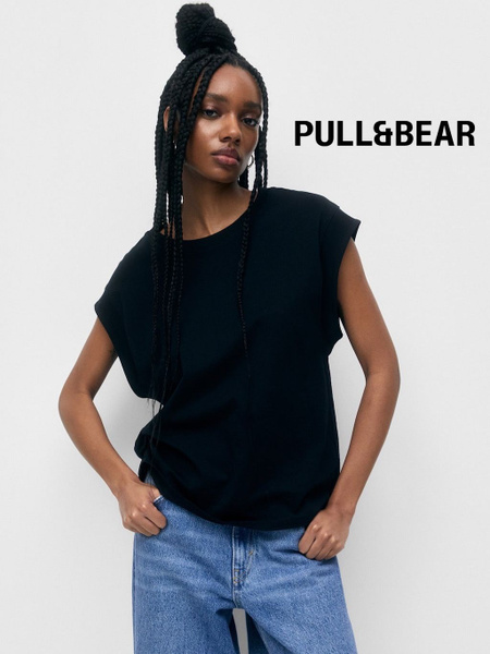 Футболка Pull&Bear, размер 42, цвет черный, 100% хлопок - купить по выгодной цене в интернет ...