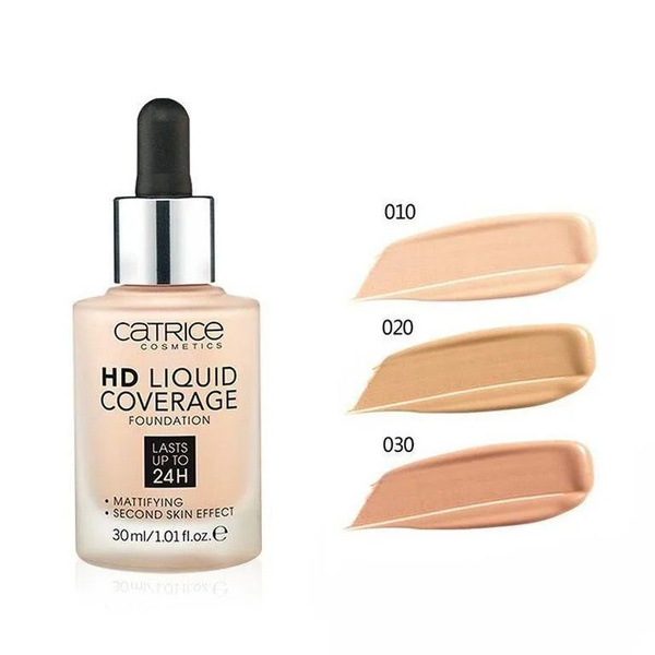 CATRICE 030 Light Beige HD Liquid Coverage Foundation Катрис 30 мл ...