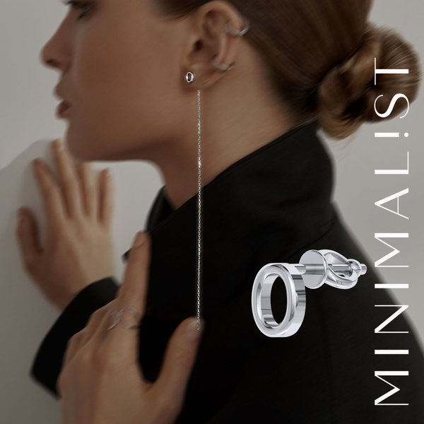 Minimal!st Моносерьга Серебро родированное 925 пробы - купить с доставкой по выгодным ценам в ...