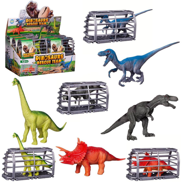 Фигурка Junfa Динозавр в клетке-переноске 4 вида, дисплей 12 шт - купить с доставкой по выгодным ...