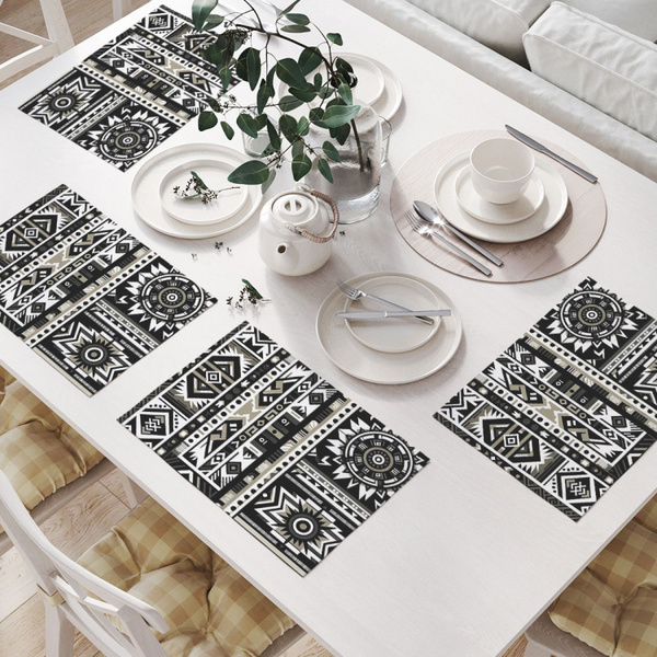 Салфетки на стол для сервировки прямоугольные, плейсмат "Племенной узор" JoyArty, 32x46 см, в ...