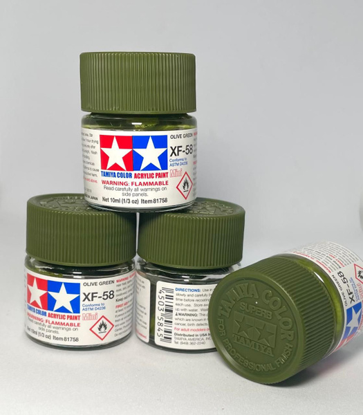 81758 Tamiya XF-58 Olive Green (Оливково-зеленая) краска акриловая 10мл ...