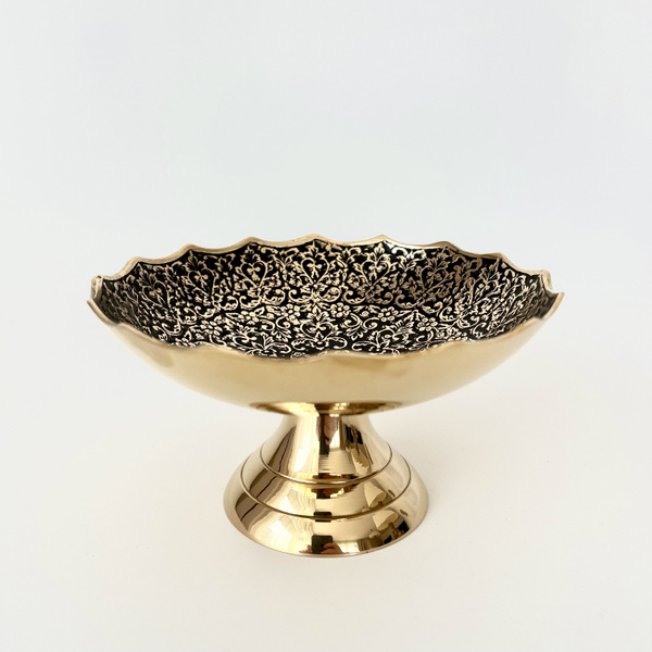 Ваза на ножке 13см металлическая (латунная), розетка для конфет, орехов ...