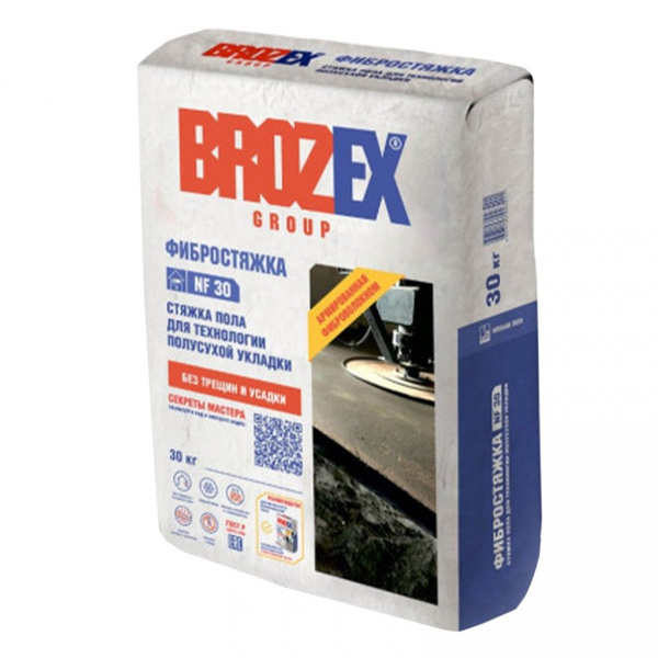Стяжка Brozex NF-30 с фиброволокном для полусухой укладки 30 кг купить ...