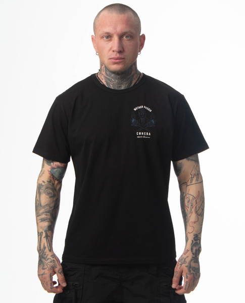 Футболка Mother Russia, размер 48, цвет черный, хлопок 92%, эластан 8% ...