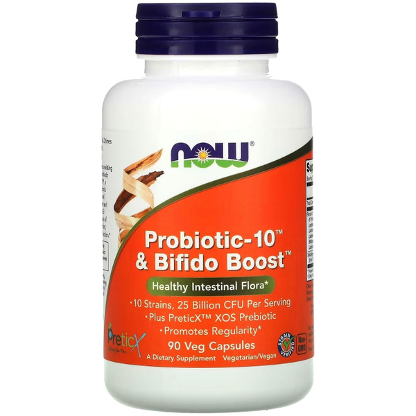 NOW Probiotic-10 & Bifido Boost 90 veg caps / Пробиотик-10 и Бифидо ...