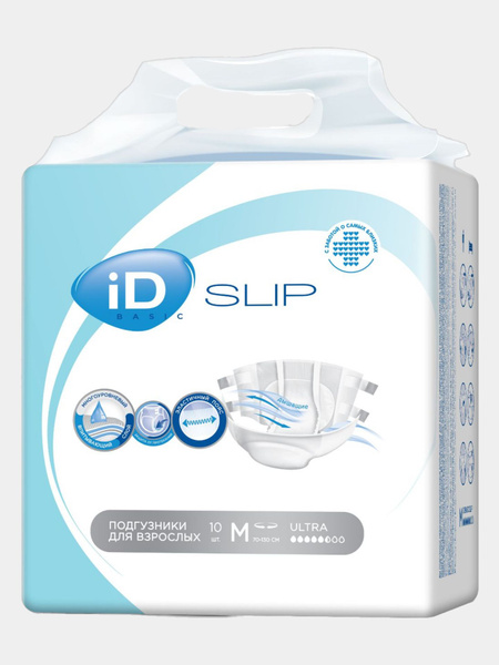 Подгузники для взрослых впитывающие iD Slip Basic рамзер M 30 шт ...