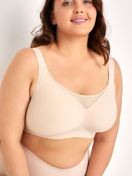 Бюстгальтер Женский Smelee без косточек, бесшовный, размер 95C, 95D бежевый, телесный Полиамид ...