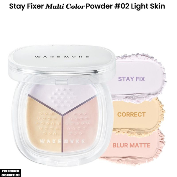 wakemake Корейская трехцветная рассыпчатая пудра, мягкая дымка, пудра для макияжа, выравнивает ...