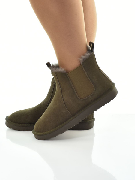 Угги Женский Ascalini хаки Замша натуральная Зима 8 Россия Водоотталкивающая пропитка купить c ...