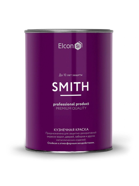 Краска Elcon Кузнечная Термостойкая, Фактурная, Кремнийорганическая, Матовое покрытие, темно ...