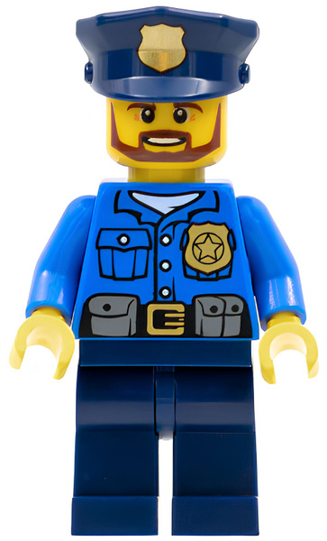 Минифигурка Lego Police - City Officer, Gold Badge, Police Hat, Beard ...