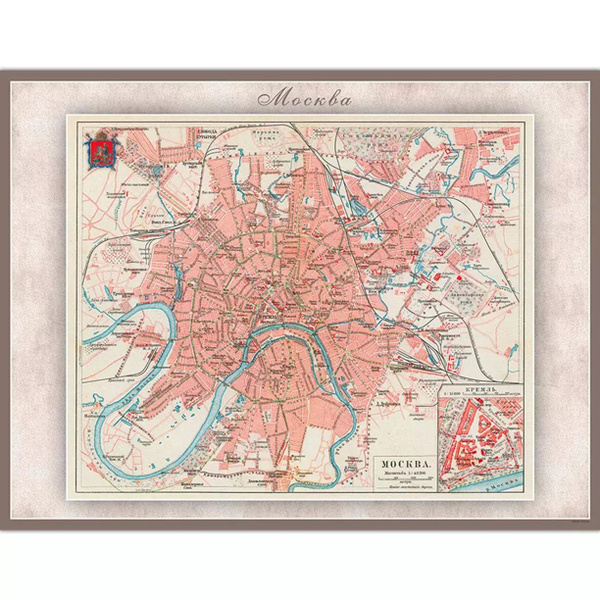 Карта-ретро города Москва, состояние на 1903 г. в картонном тубусе с подвесом - купить с ...